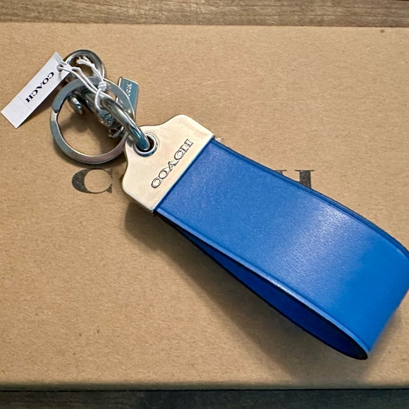 Coach | Accessories | Coach Racer Blue Leather Loop Keychain Fob Bag ...